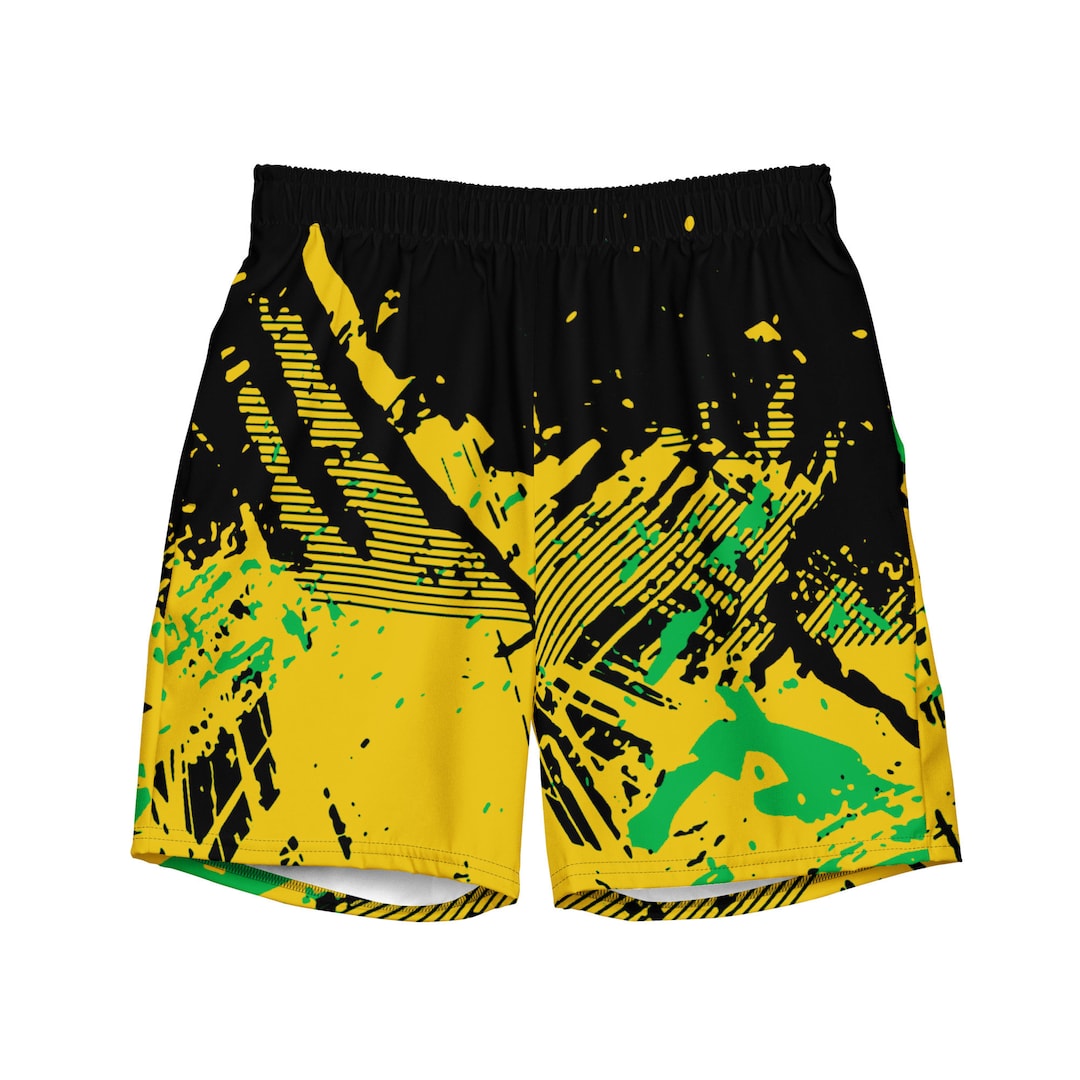 Jamaica Shorts Rasta Shorts Rasta Swim Trunks Rasta Clothing Black ...