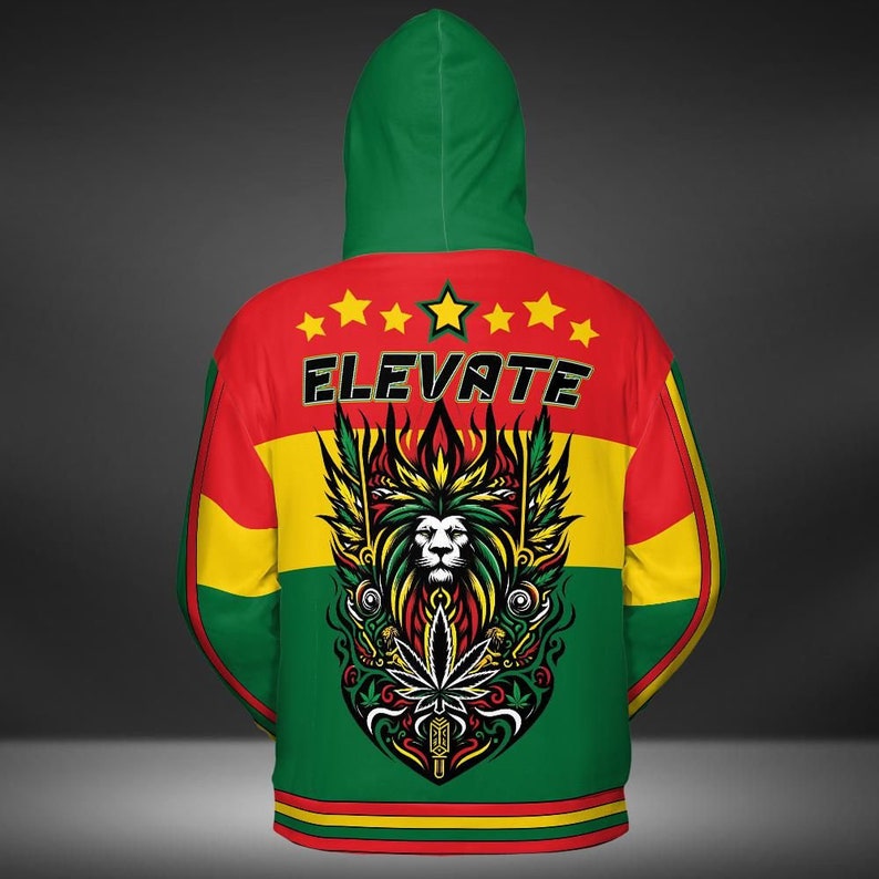 Cannabis Leaf Zip Hoodie 420 Marijuana Reggae Wear Jamaica Fashion ...