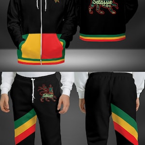 Rasta Tracksuit Men's Clothes Rasta Stripes Lion of Judah Pants Hoodie ...