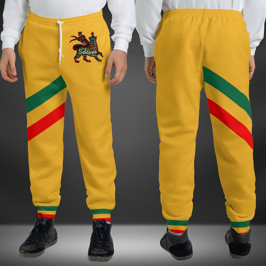 Reggae Rasta Athletic Joggers Jamaica Sweatpants Red Green Gold White ...