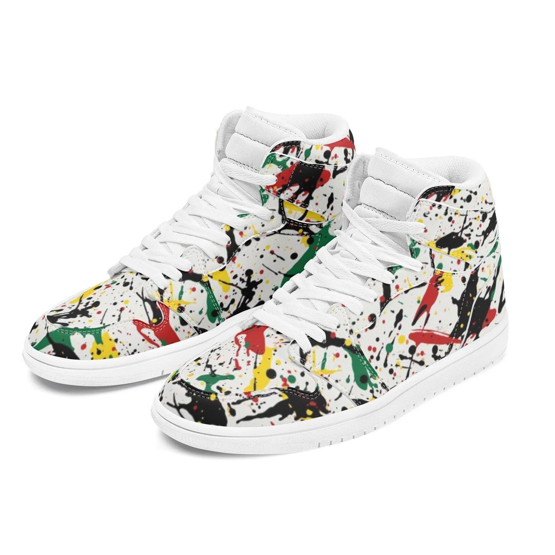 Paint Splattered Rasta Shoes for Men and Women Rasta Sneakers Jamaica ...