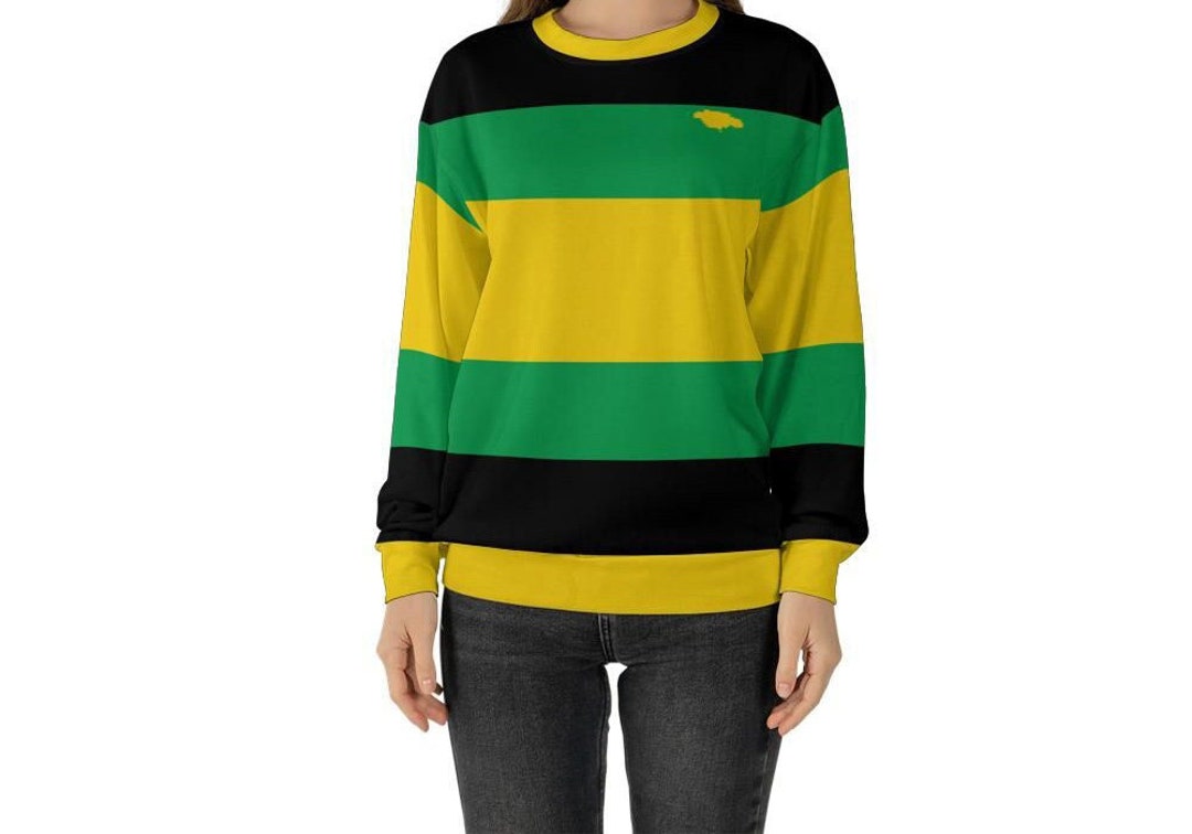 Jamaica Sweater Jamaican Top Flag Sweatshirt Reggae Sweater Black Green ...