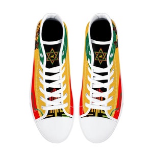 Rasta Shoes Lion of Judah High Top Canvas Reggae Sneakers Stripes Black ...