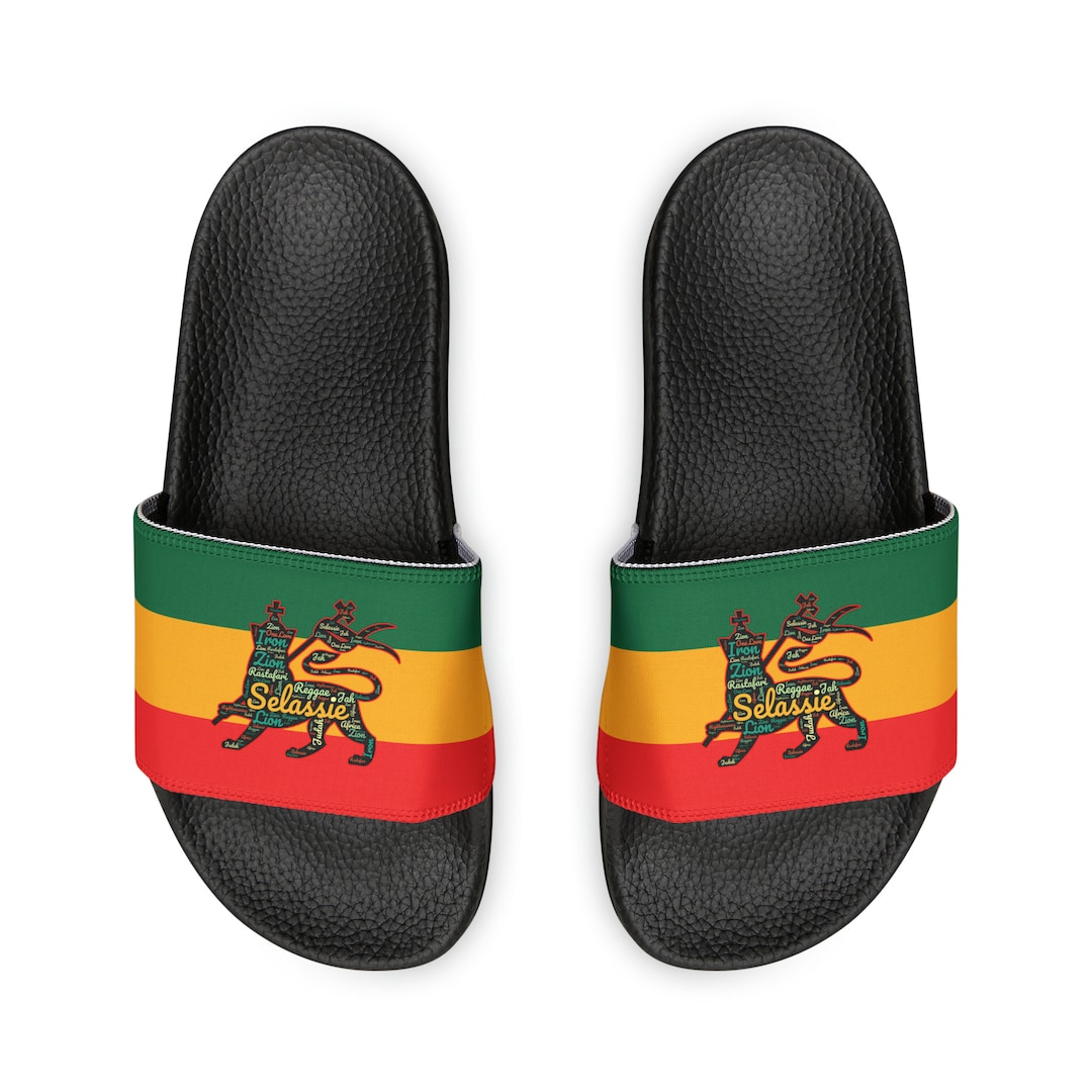 Rasta Slides Rasta Shoes for Men Women Youth Jamaica Rasta Stripes Red ...