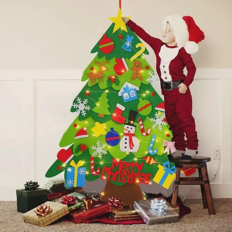 In USA 34pcs Montessori Felt Christmas Tree for Toddlers Kids Santa ...