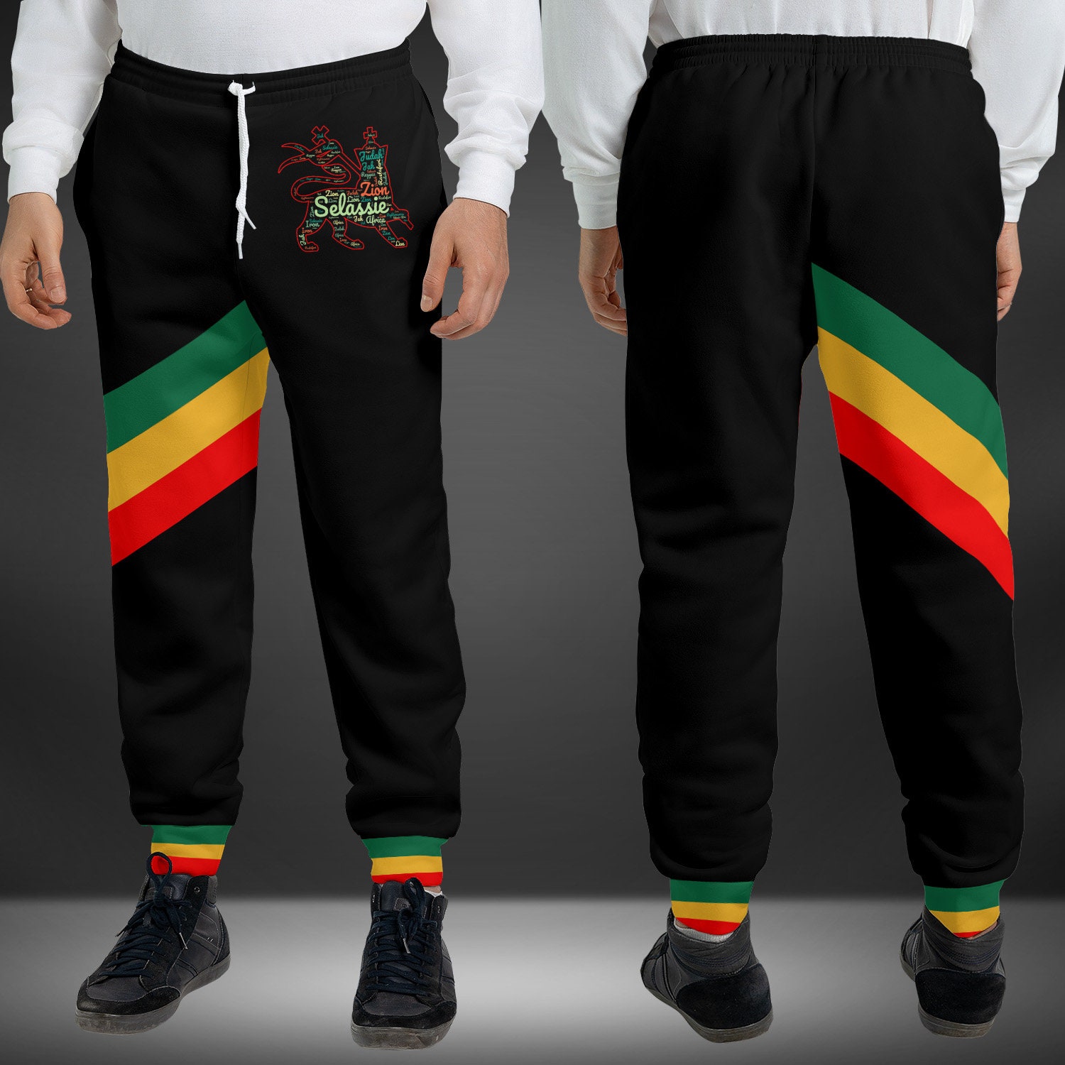 Reggae Rasta Athletic Joggers Jamaica Sweatpants Red Green Gold White ...