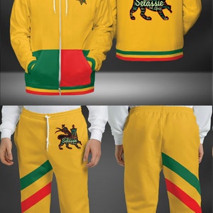 Rasta Tracksuit Men's Clothes Rasta Stripes Lion of Judah Pants Hoodie ...