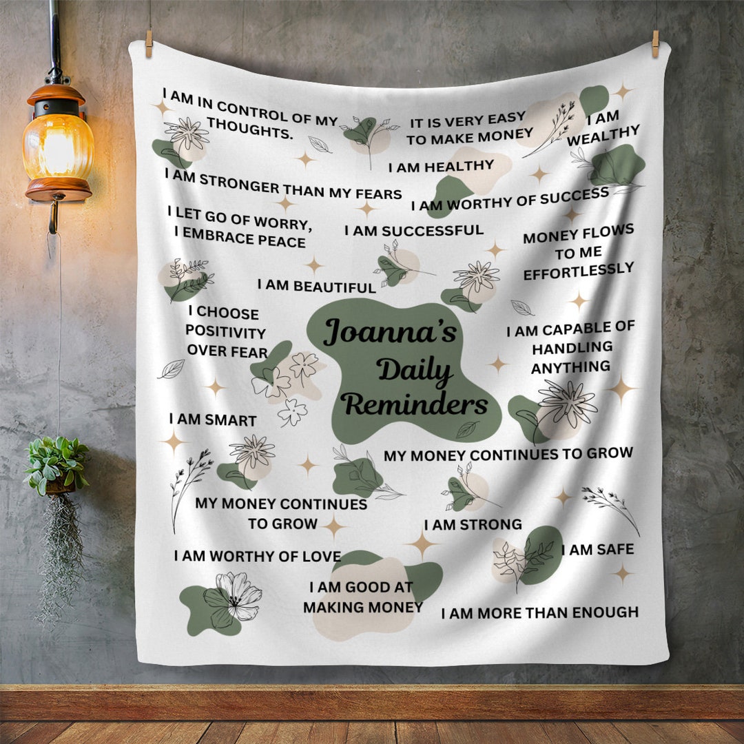 Personalized Daily Reminders Blanket , Boho Daily Reminders ...
