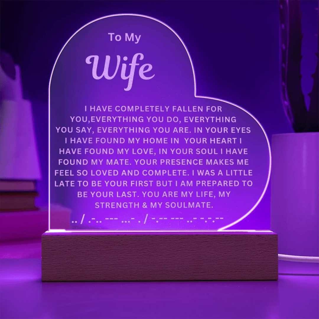 To My Wife Morse Code I Love You Engraved Acrylic Heart - Etsy