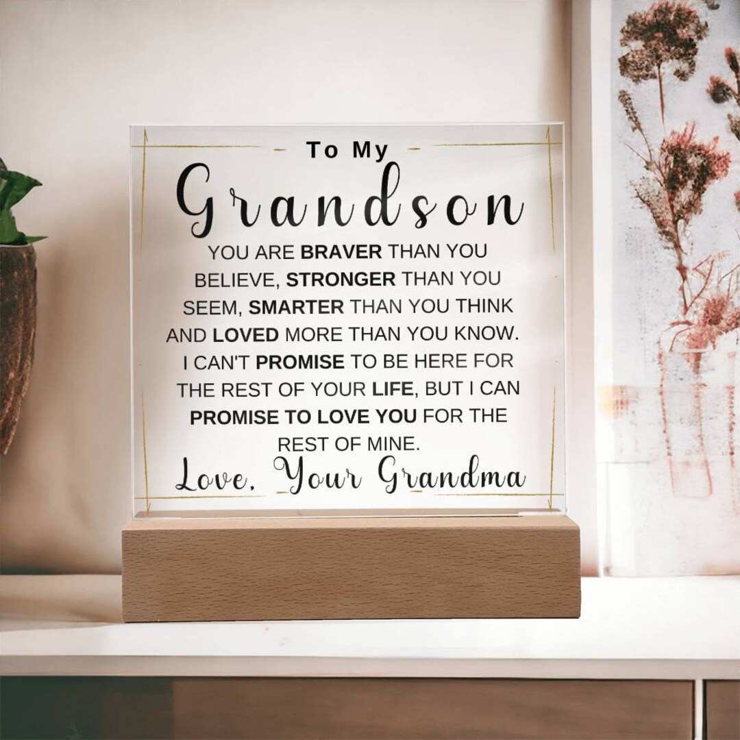 To My Grandson you Are Braver Love Grandma Acrylic Square Plaque, Gift ...