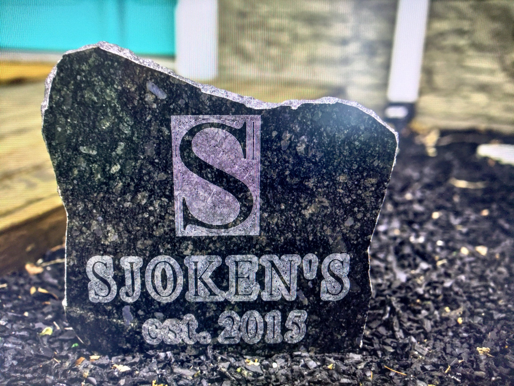 Natural Granite Stone Engraved Personalized House Sign and GARDEN Rock ...