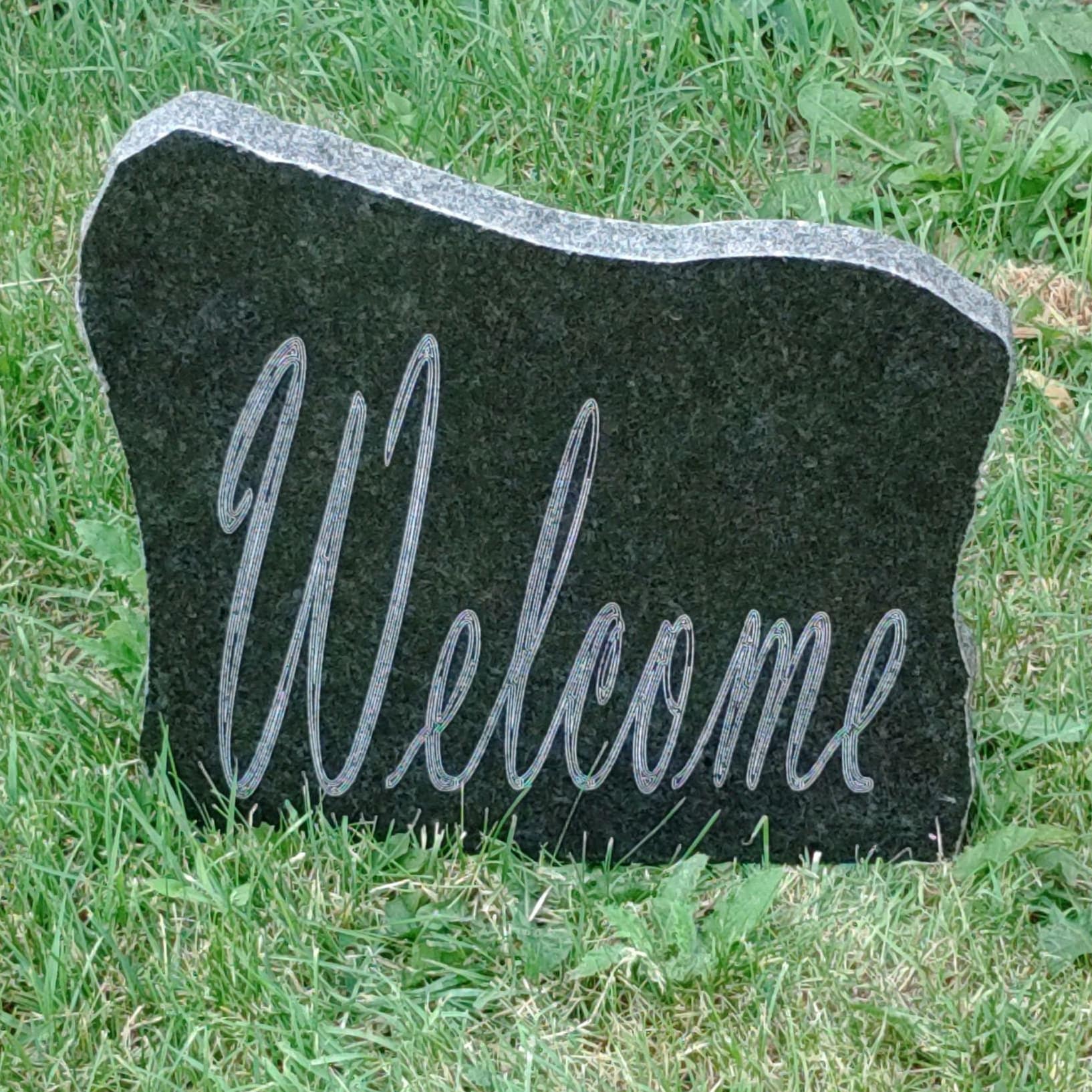 Custom Engraved Address Sign, Personalized Welcome Natural Granite Sign ...