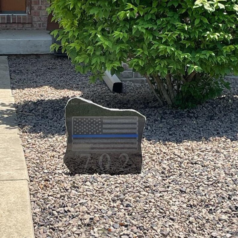 Natural Granite Stone Engraved Personalized House Sign and GARDEN Rock ...