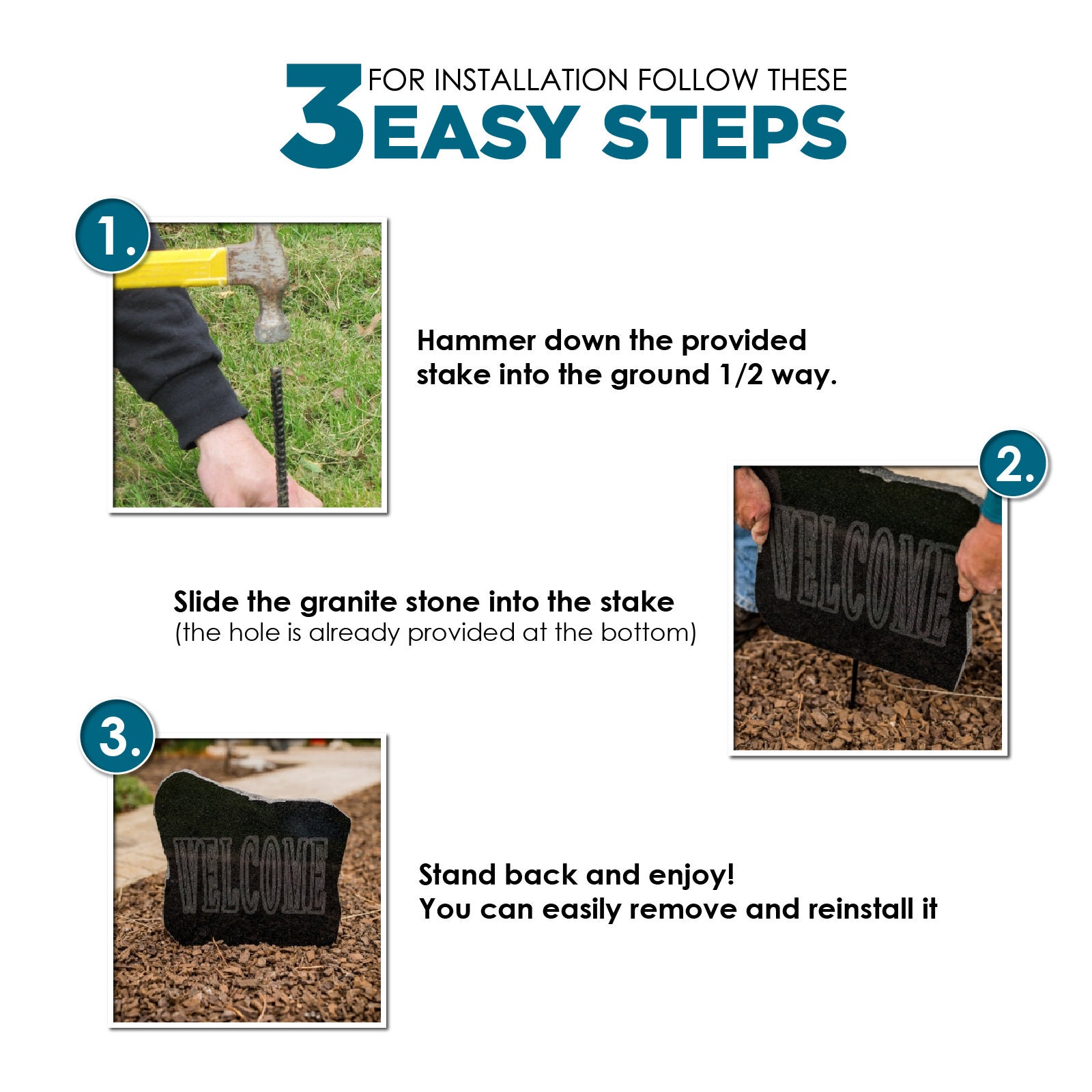 Personalized Engraved Natural Solid GRANITE Address STONE, Custom House ...