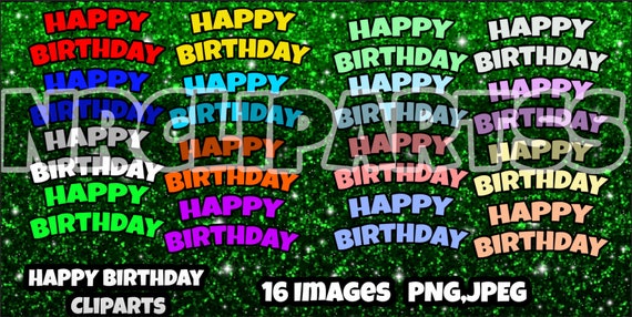 Happy Birthday Clipart Colors PNG Download | Etsy