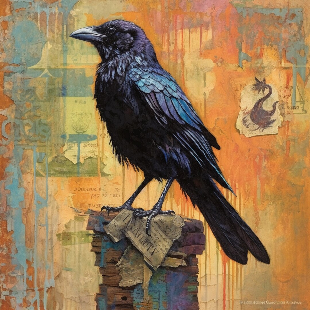 Rustic Crow Perched on Barbed Wire, Mixed Media Unique Wall Decor - Etsy
