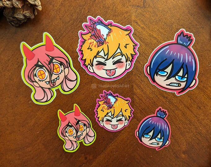 CSM Fanart Chibi Stickers Anime Stickers Manga Stickers - Etsy