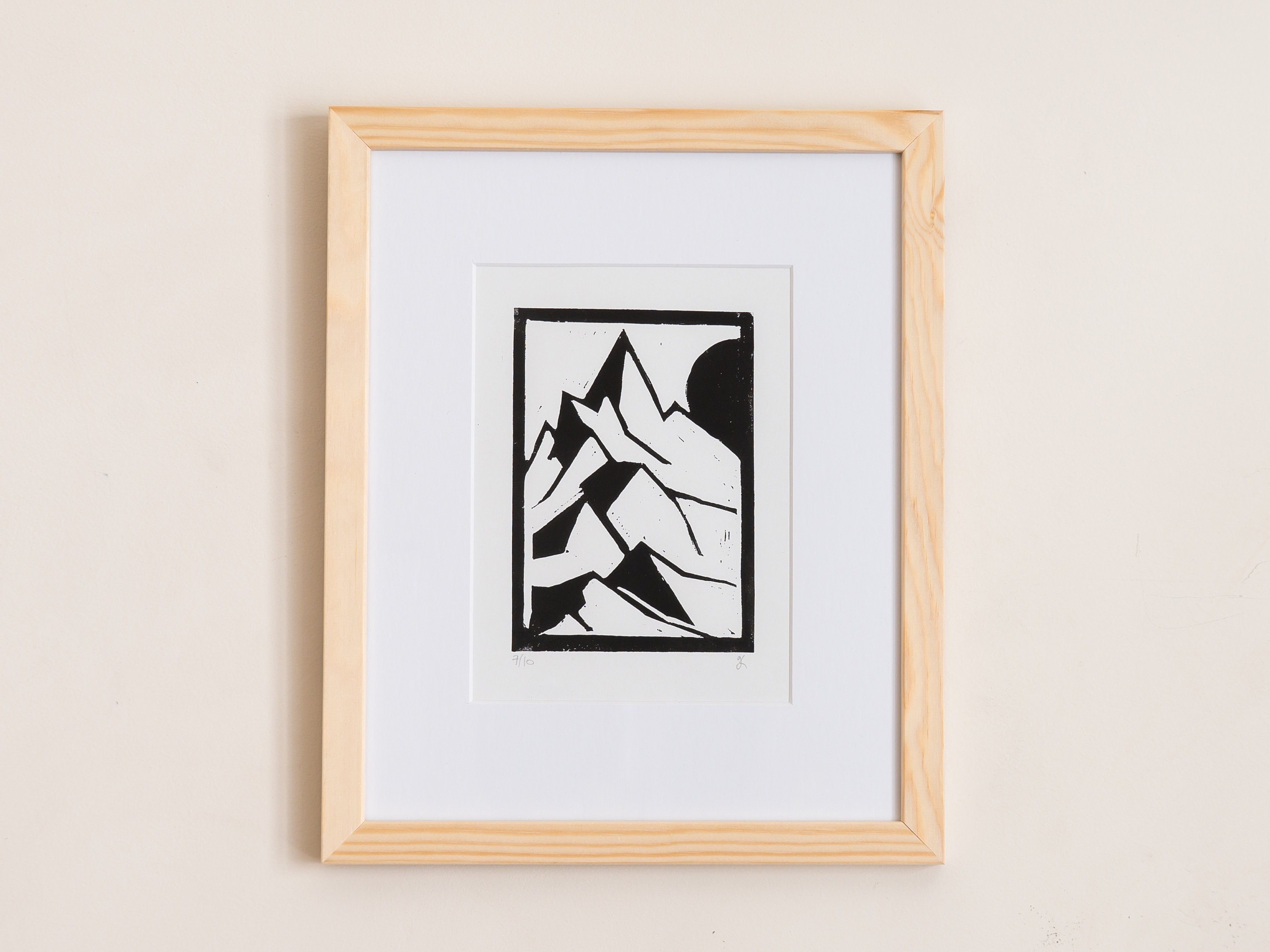 Original Black and White Linocut Print Mountains at Sunrise - Etsy