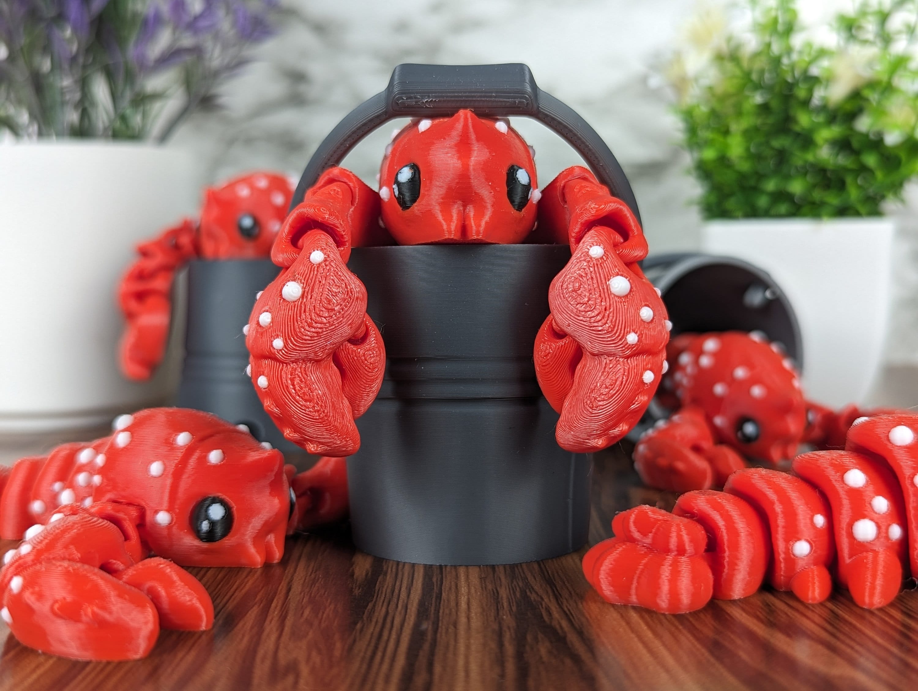 Lobster Fidget Toy With Bucket Articulated 3D Print Stress Relief for ...