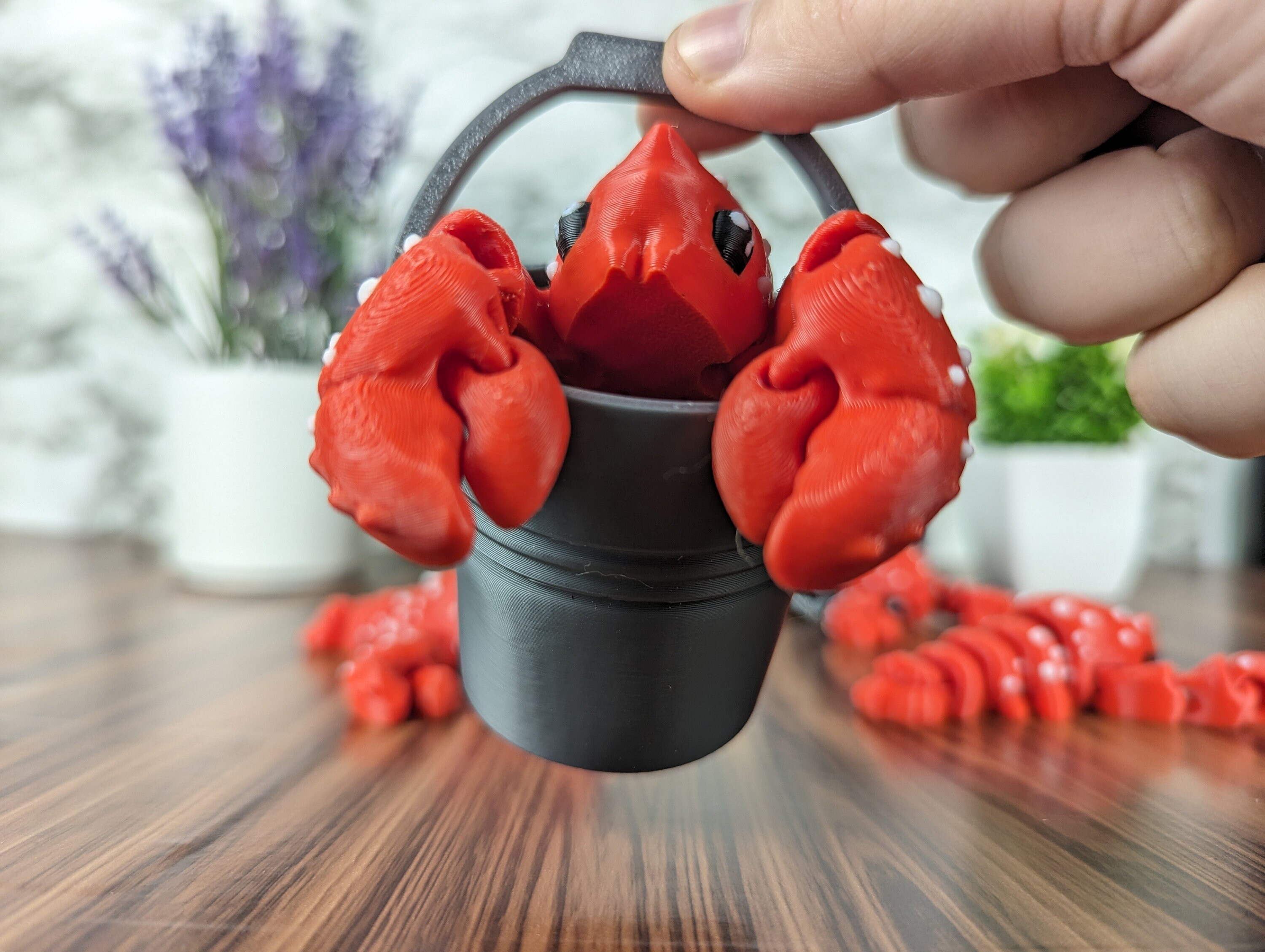 Lobster Fidget Toy With Bucket Articulated 3D Print Stress Relief for ...