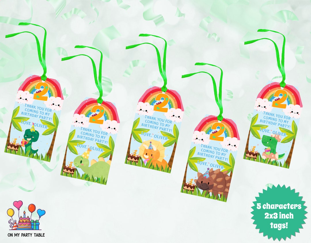 Cute Printable Dinosaur Gift Tags Custom Digital Label Birthday ...