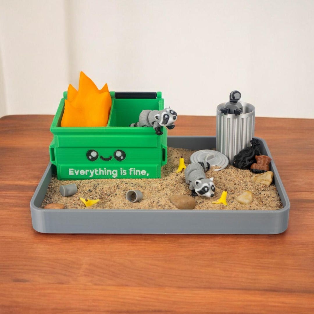 Garbage Fire Zen Garden - Fidget Dumpster Sandbox Toy - Cubicle Decor ...