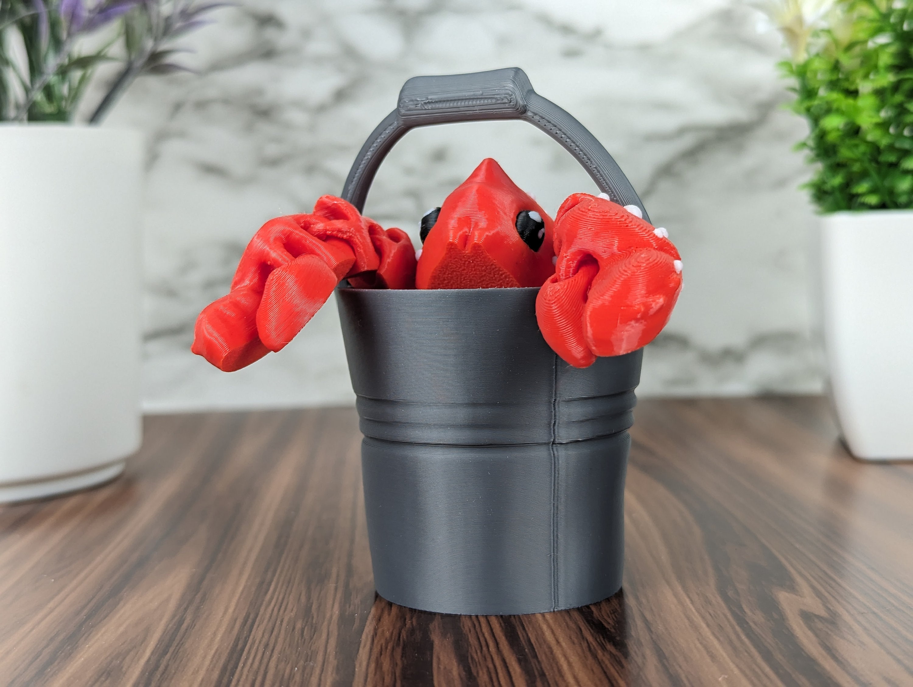 Lobster Fidget Toy With Bucket Articulated 3D Print Stress Relief for ...