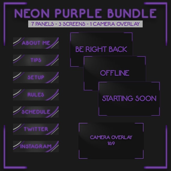 Neon Purple Twitch Graphics Bundle - Etsy