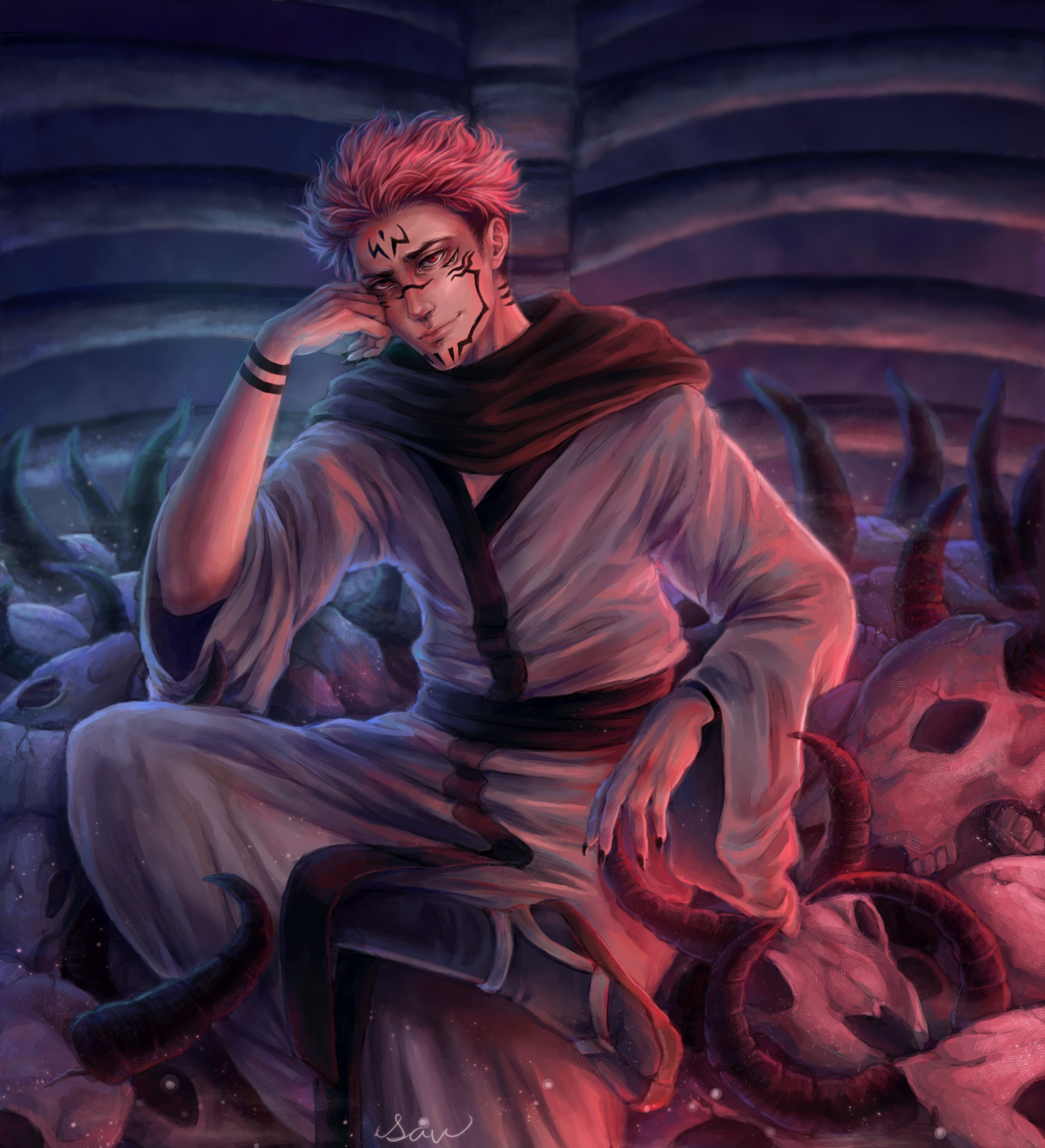 Sukuna Anime Art Print Jujutsu Kaisen - Etsy Australia