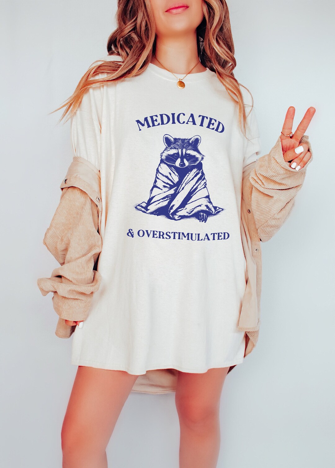 Medicated and Overstimulated, Funny Raccoon Shirt, Weirdcore Clothing ...