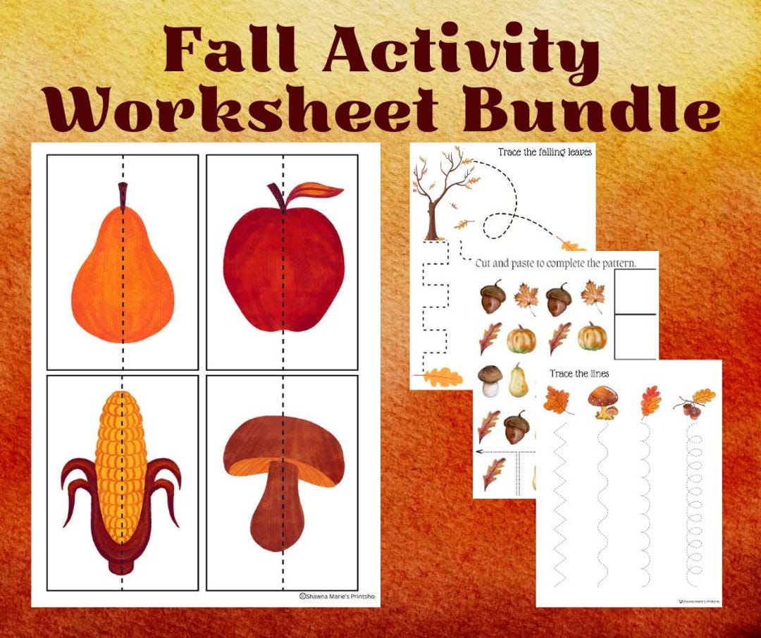 Fall Activity Worksheet Bundle | Preschool & Kindergarten Puzzles ...