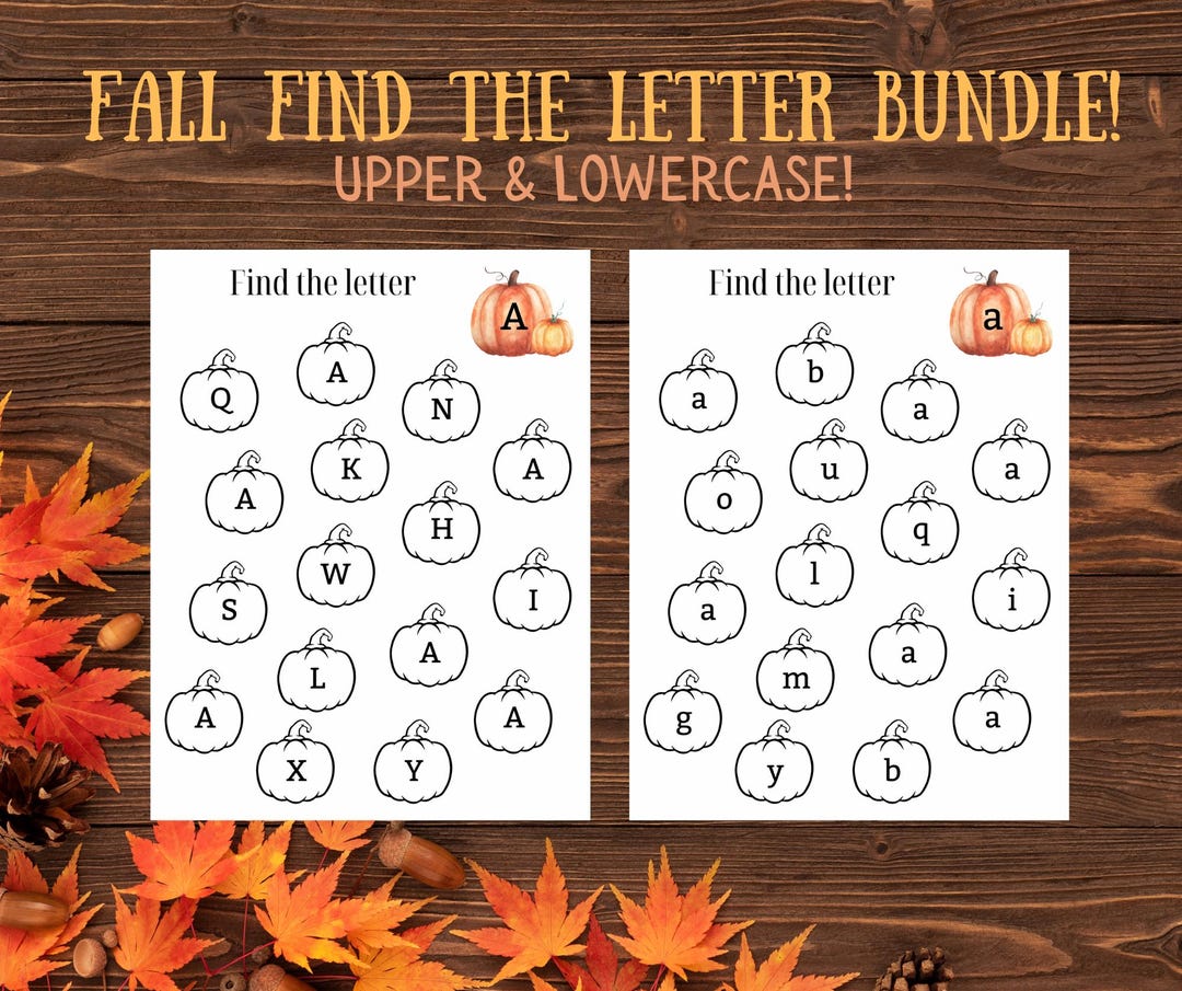 Fall Theme Find the Letter Printable Worksheets Alphabet Activity ...