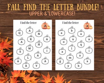 Fall Theme Find the Letter Printable Worksheets Alphabet Activity ...