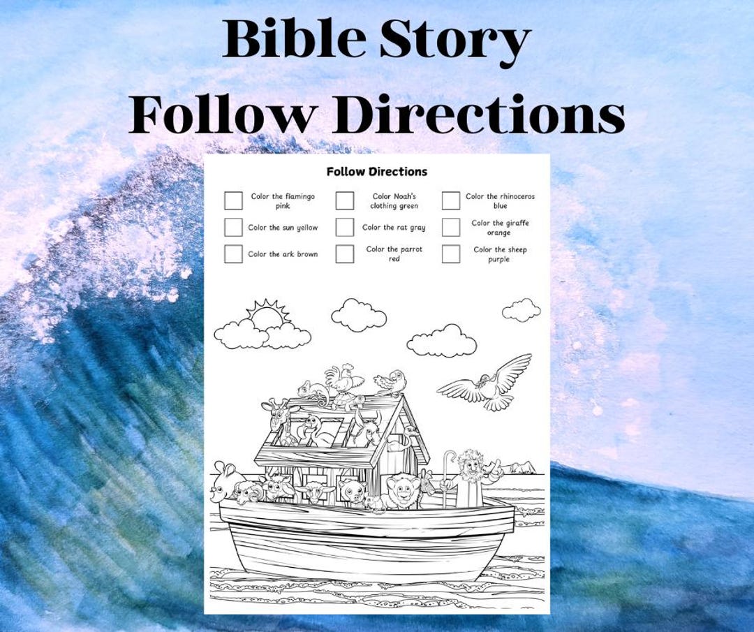 Bible Story Follow Directions Worksheet Bundle (digital Download) - Etsy