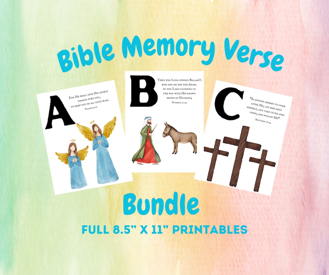 Children's Bible Alphabet Memory Verse Posters Sunday School Printable ...