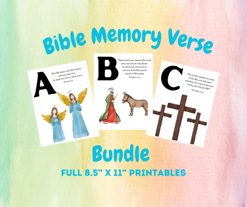 Children's Bible Alphabet Memory Verse Posters Sunday School Printable ...