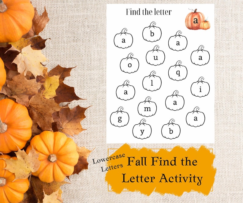 Fall Theme Find the Letter Printable Worksheets Alphabet Activity ...
