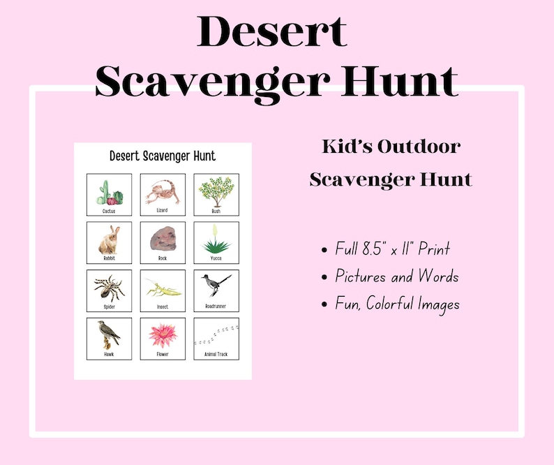 Desert Scavenger Hunt for Kids: Nature Outdoor Game (printable) - Etsy