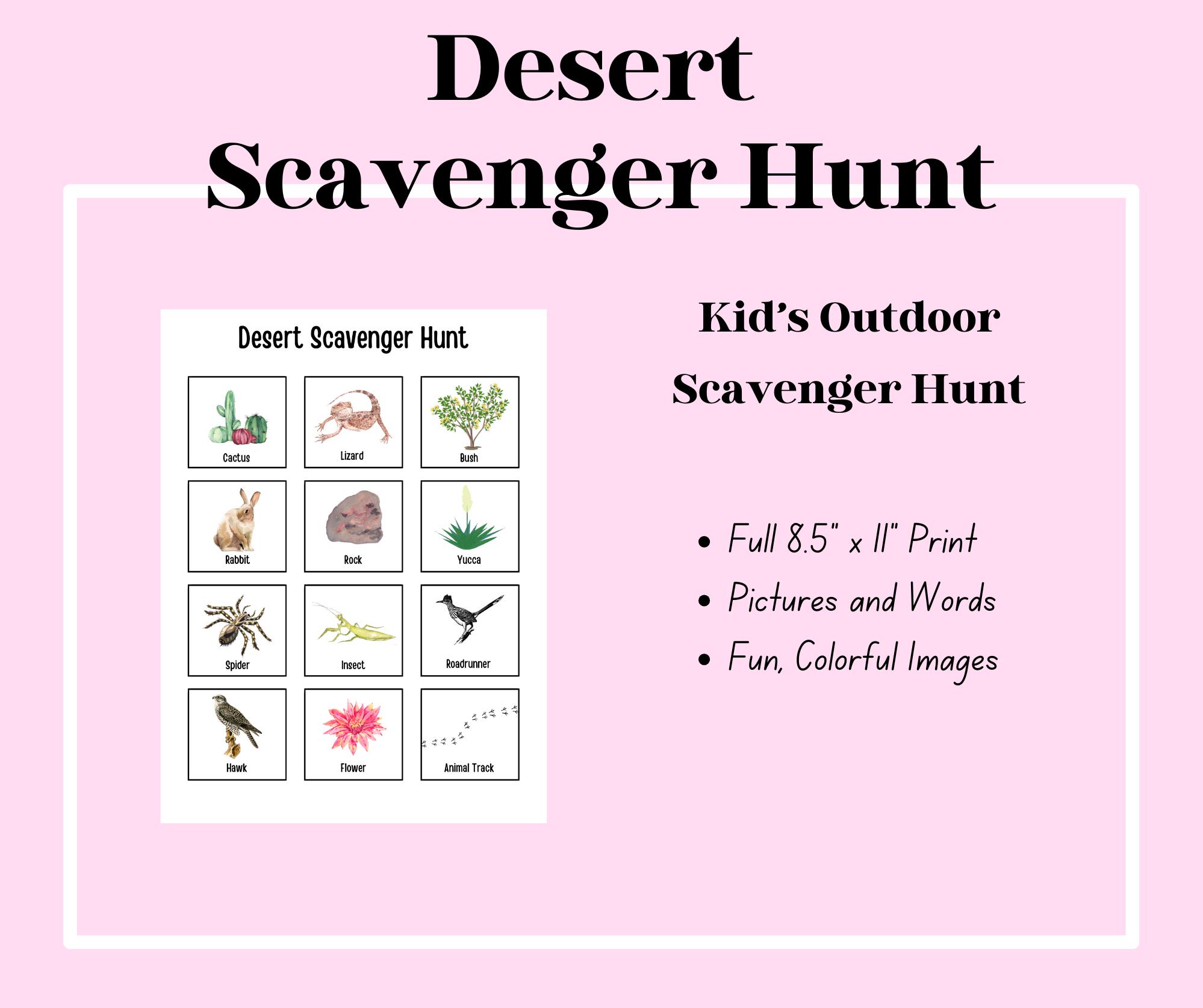Desert Scavenger Hunt for Kids: Nature Outdoor Game (printable) - Etsy
