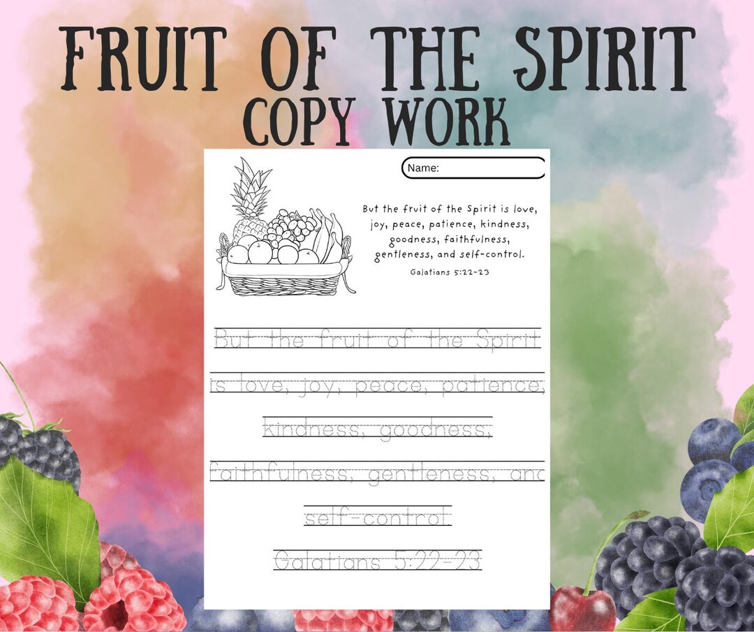 Fruit of the Spirit Copy Work Bundle: Digital Download Sunday School ...
