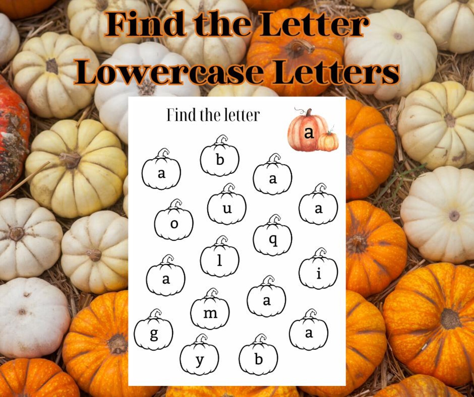 Pumpkin Find the Letter Worksheets Bundle | 26 Alphabet Printable Pages ...