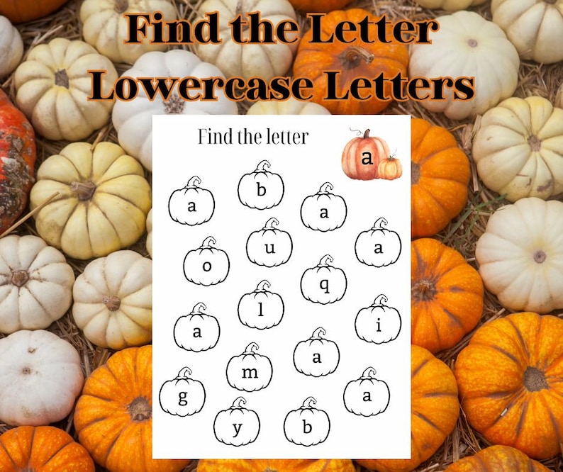 Pumpkin Find the Letter Worksheets Bundle | 26 Alphabet Printable Pages ...
