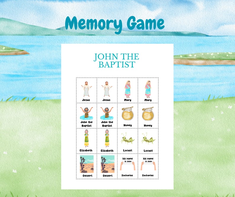 John the Baptist Memory Game: Kids' Printable Game (digital Download ...