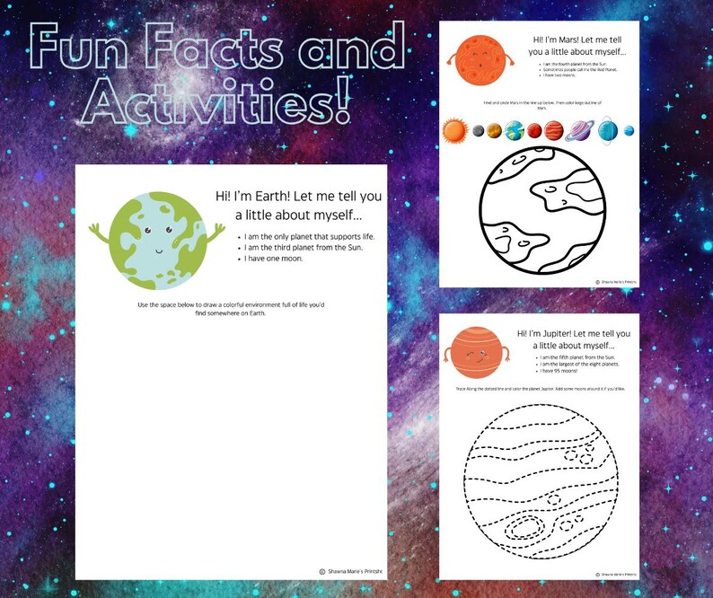 Kids' Solar System Bundle: Space Facts and Activities Printables ...
