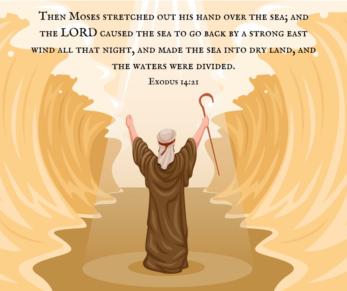 Moses Parts the Red Sea Printable: Sunday School Bible Art (digital ...