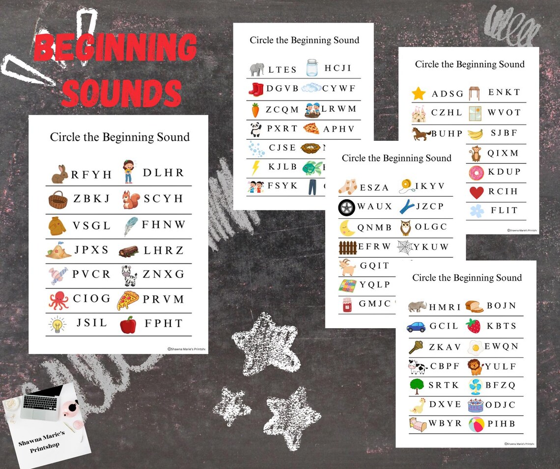 Beginning Sounds Printables | Alphabet Phonics Worksheets | Set of 5 ...