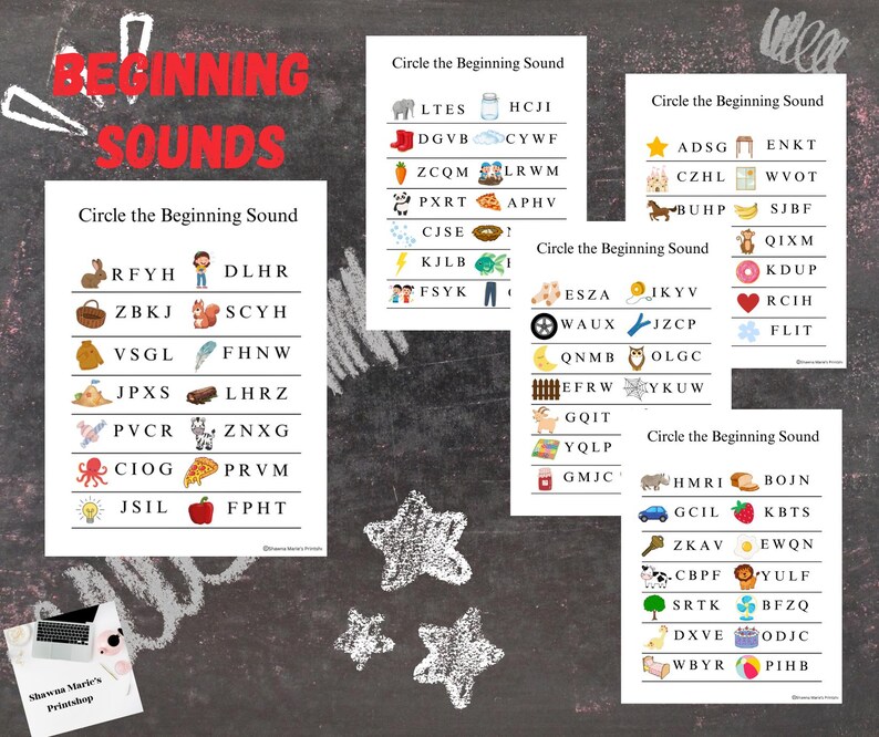 Beginning Sound Printables | Alphabet Phonics Worksheets | Set of 5 ...