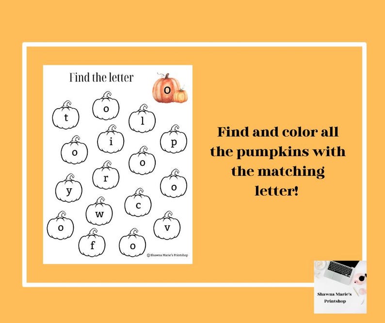 Pumpkin Find the Letter Worksheets Bundle | 26 Alphabet Printable Pages ...