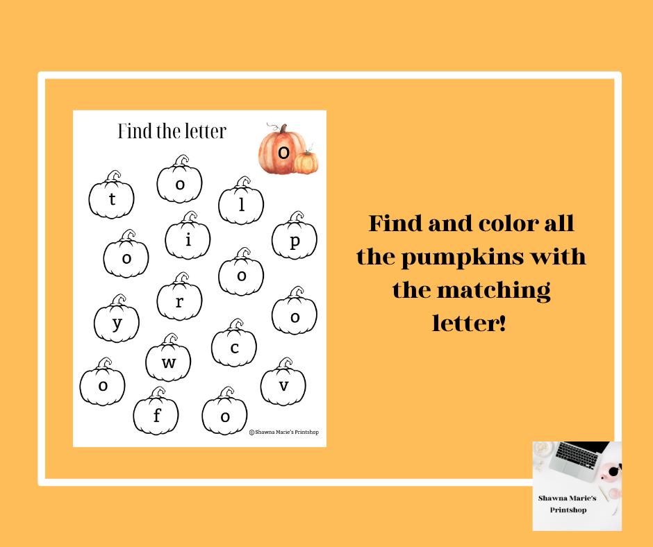 Fall Theme | Find the Letter Printable | Alphabet Worksheets ...