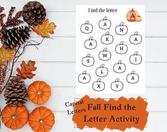 Fall Theme Find the Letter Printable Worksheets Alphabet Activity ...